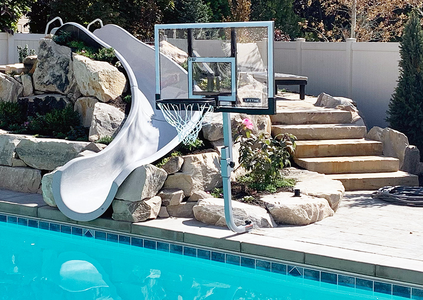 QuikFire Pro Pool Basketball Hoop Photos - SwimShape